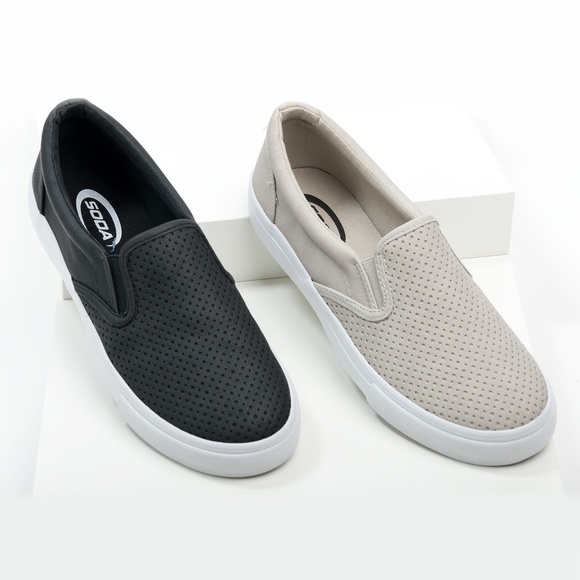 SunnyMia | Shoes | Perforated Black Slip On Sneakers | Poshmark